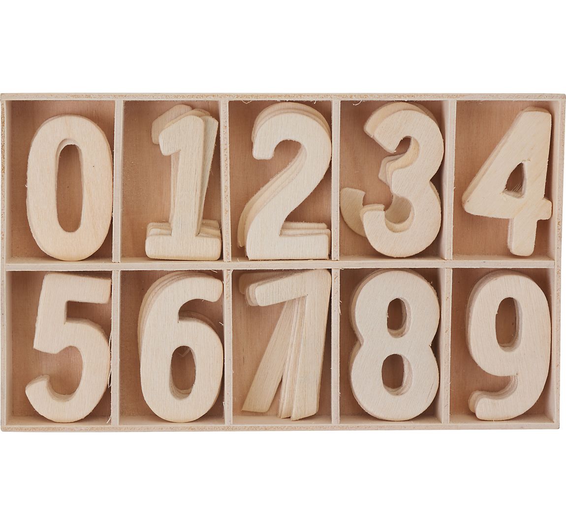 Assortiment de chiffres en bois 50 pc Loisirs créatifs VBS Hobby